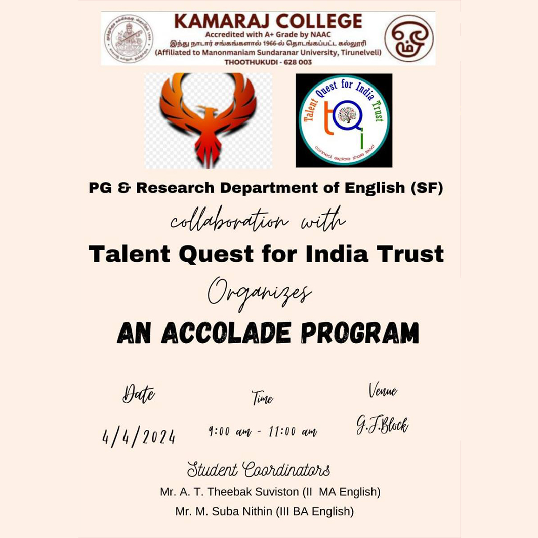 An Accolade Program - English Dept. - Kamaraj College