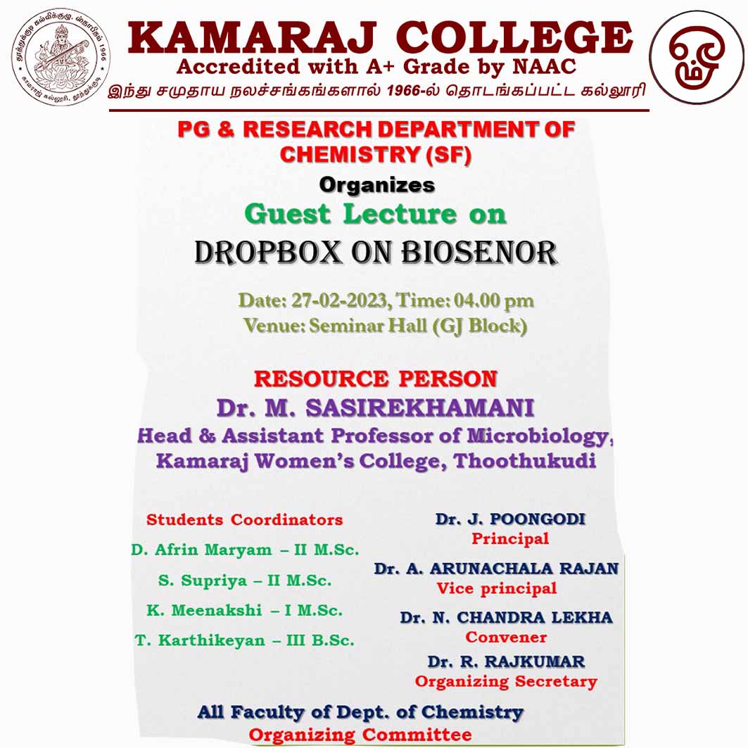 Guest Lecture On Dropbox On Biosensor - Chemistry Dept. - Kamaraj College