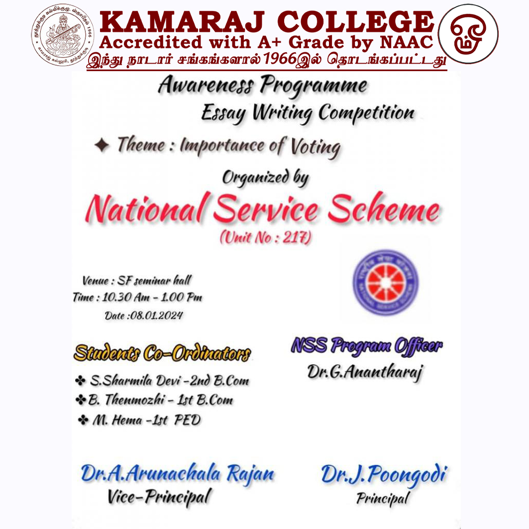 Importance Of Voting - NSS Unit: 217 - Kamaraj College