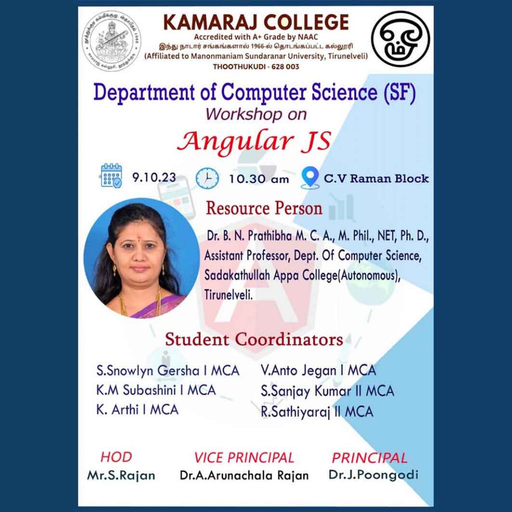 Workshop on Angular JS - Computer Science Dept. - Kamaraj College
