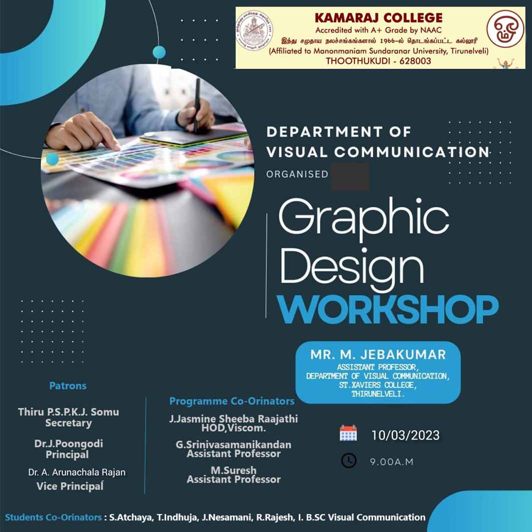 Workshop on Graphic Design - Visual Communication Dept. - Kamaraj College